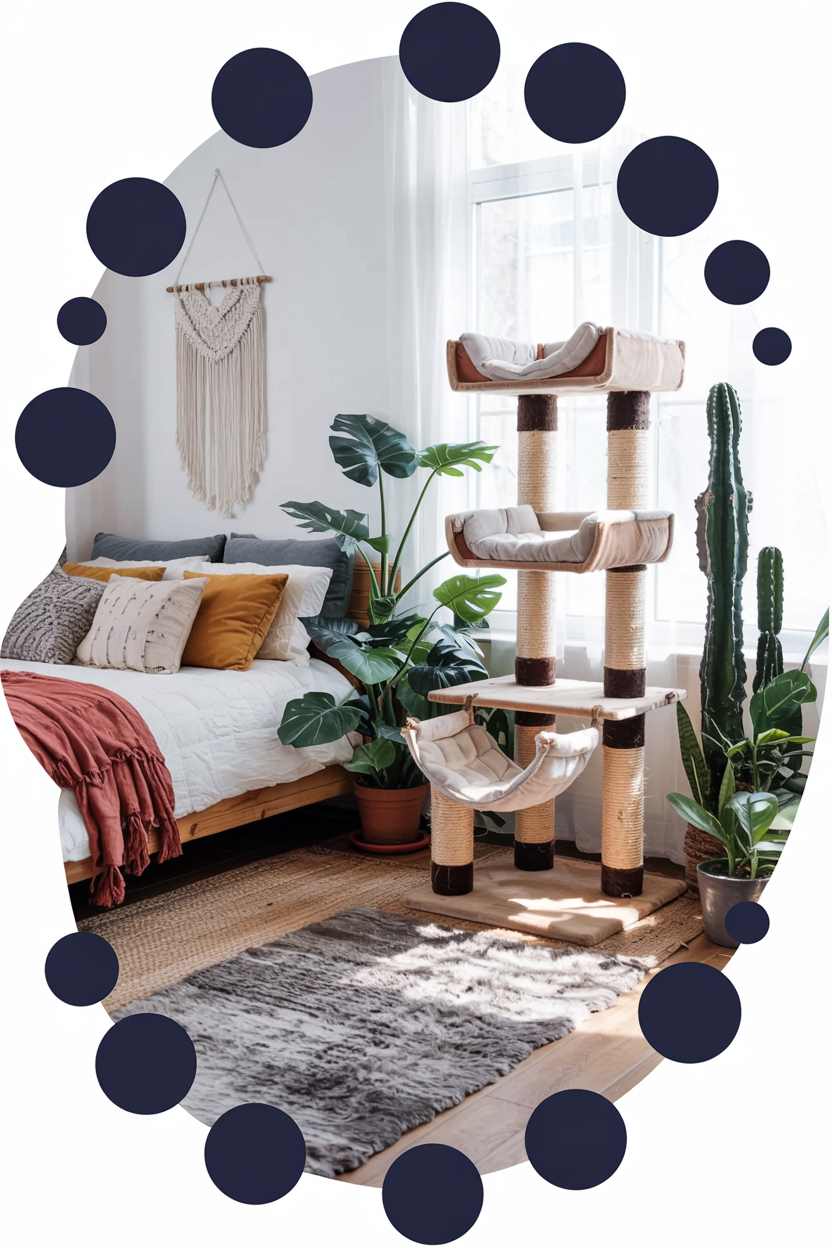 15+ Boho Living Room and Bedroom Cat Tree Ideas You’ll Love