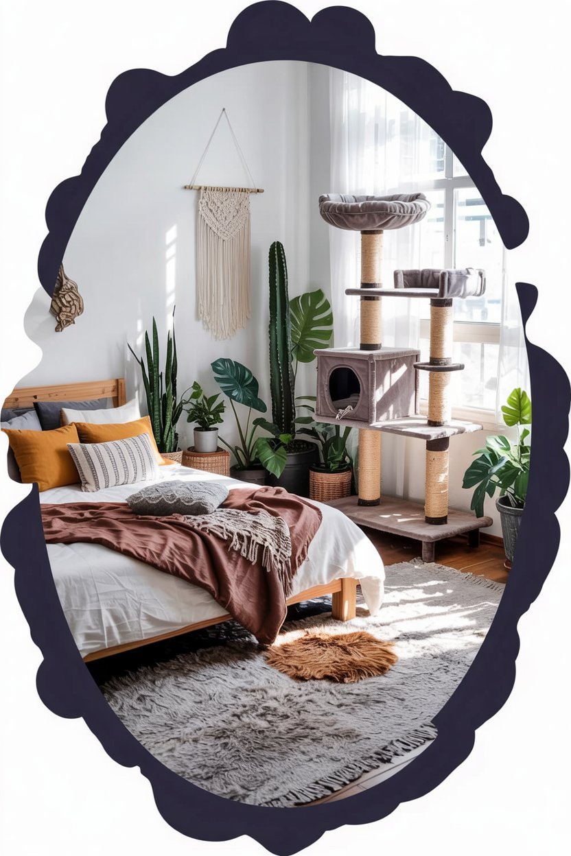 15+ Boho Living Room and Bedroom Cat Tree Ideas You’ll Love
