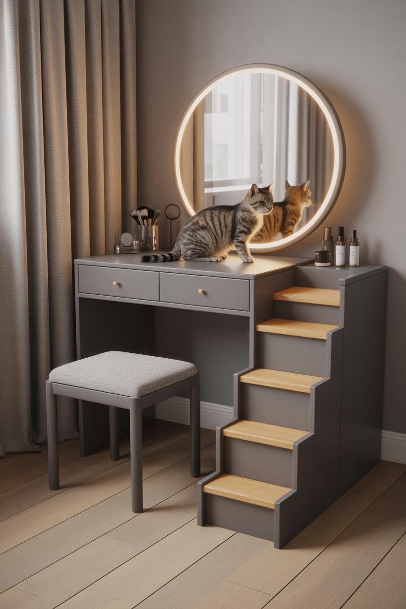 7 Chic Cat Trees With Vanity Mirror Designs for Stylish Bedrooms