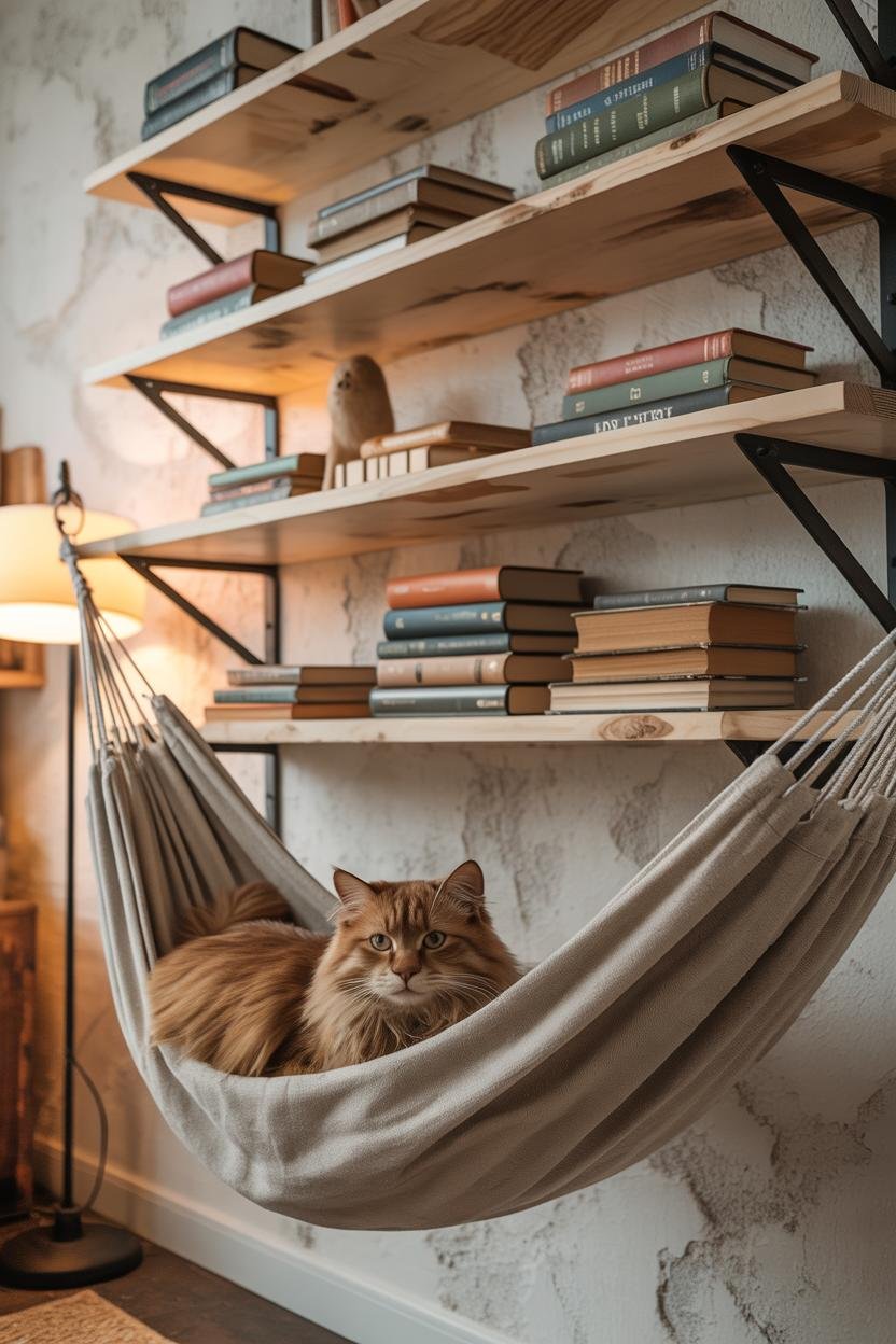 10 Creative Shelf Ideas That Work for Books & Cats