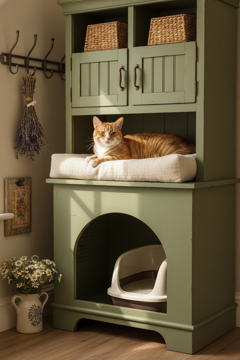 10+ Farmhouse & Industrial Cat Condos That Conceal Litter Boxes (and Mess)