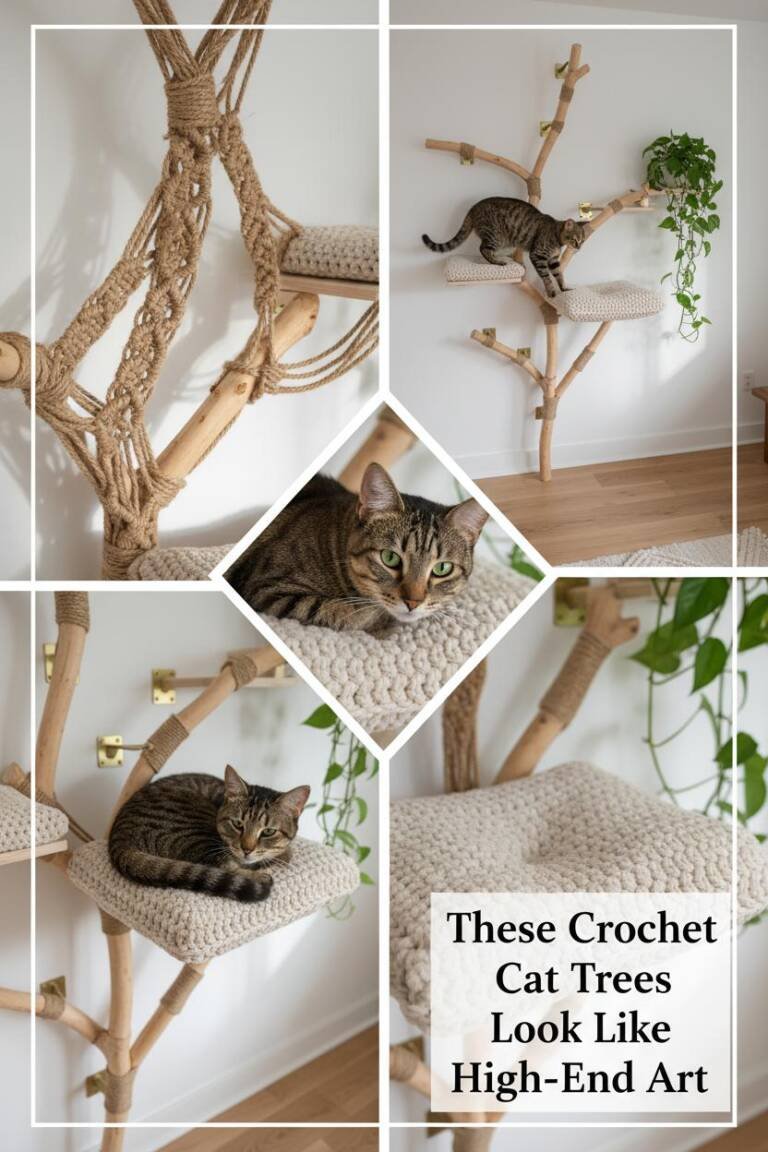 9 Stunning Crochet Home Decor Cat Trees That Look Like Art Pieces